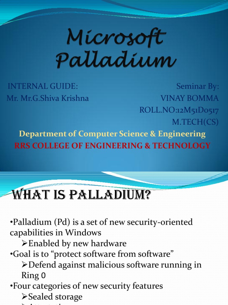 Understanding Palladium Security Features | PDF | Trusted Computing | Operating System