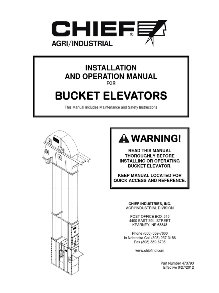 Chief Agri/Industerial Bucket Elevator Manual | PDF