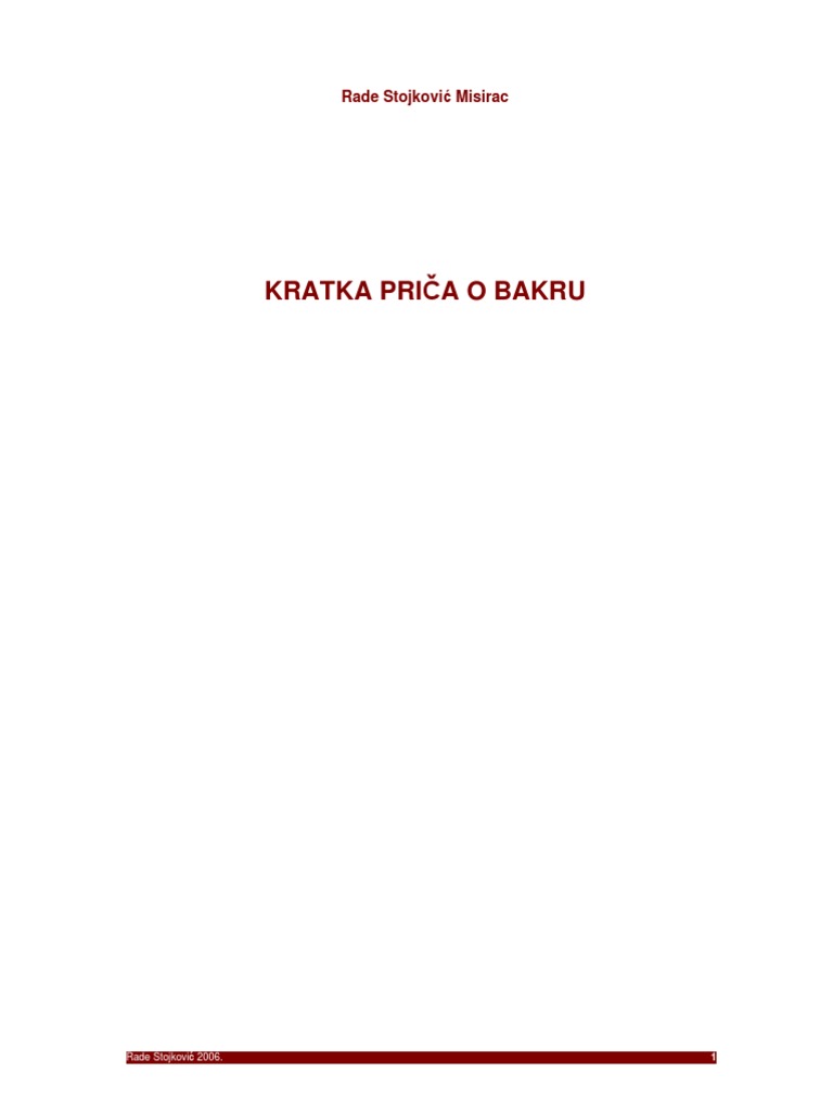 Rade Stojkovic Misirac - Kratka Prica o Bakru | PDF