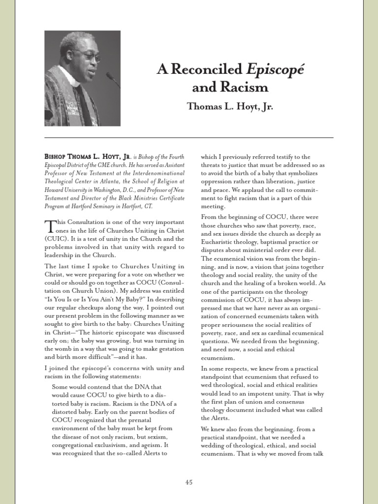 A Reconciled Episcope and Racism | PDF | Barnabas | Paul The Apostle