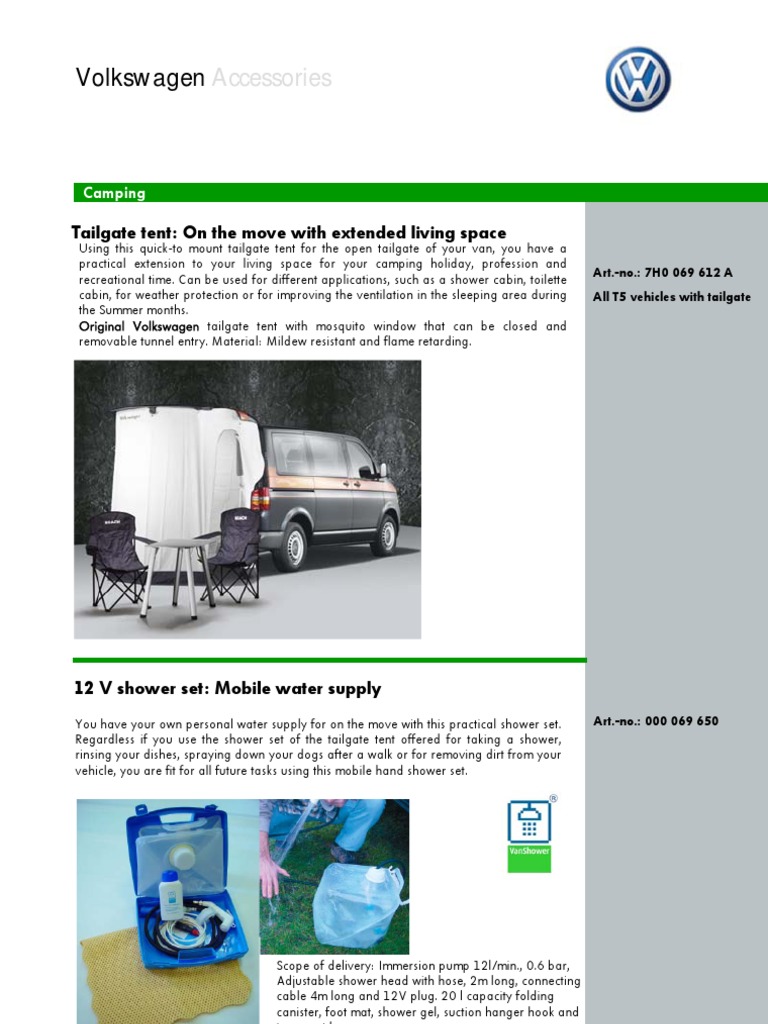 Volkswagen Camping Gear Guide | PDF | Trunk (Car) | Camping