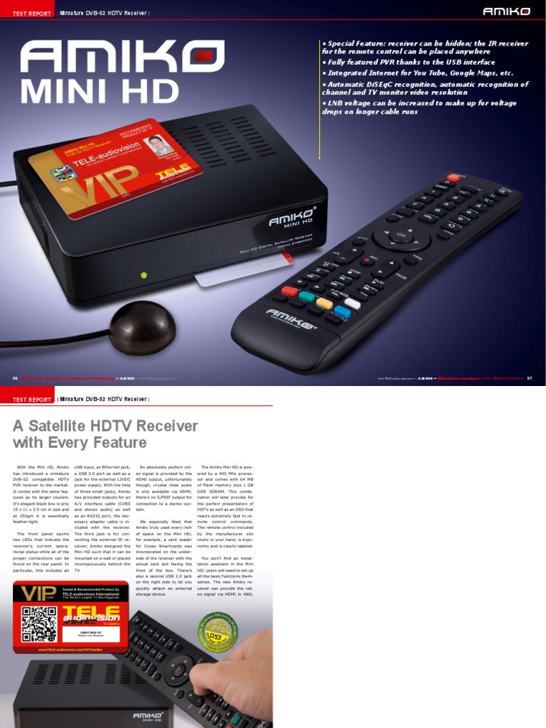 Amiko | PDF | Hdmi | Digital Video Recorder