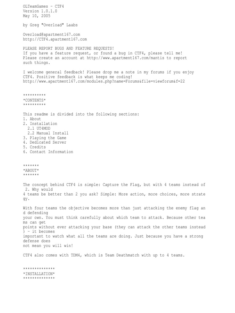 OLTeamGames Readme | PDF | Computing | Software