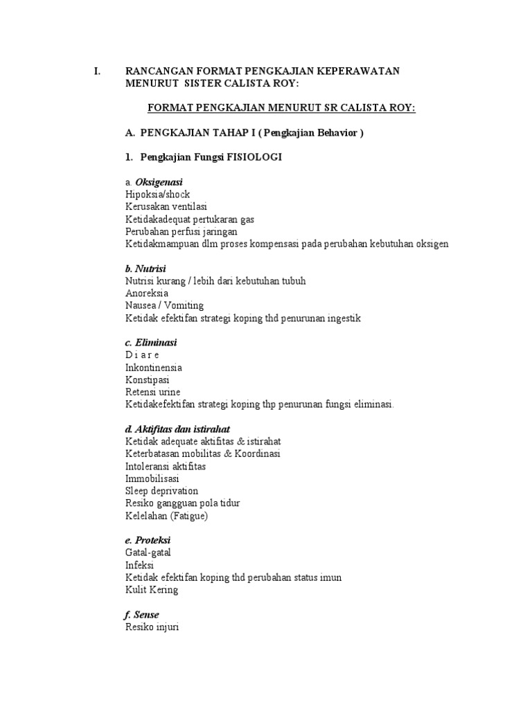 Format Pengkajian Menurut Roy 2 | PDF