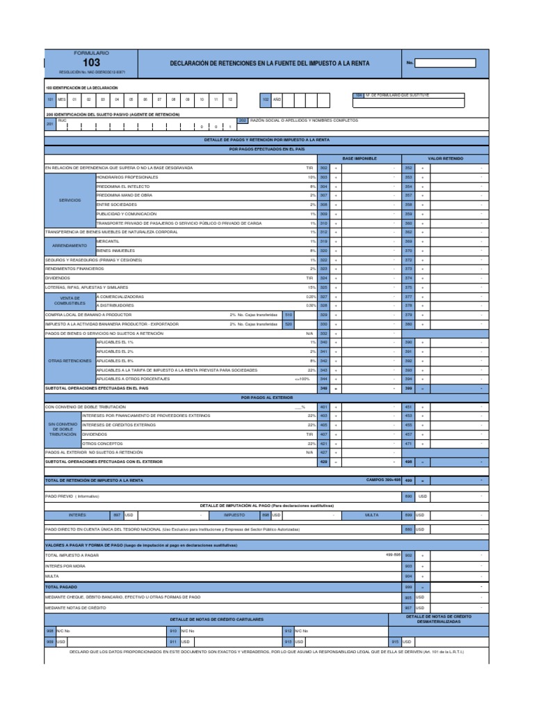 Formulario 103 - Codigos retencion.xls | Tarjeta de débito | Pagos