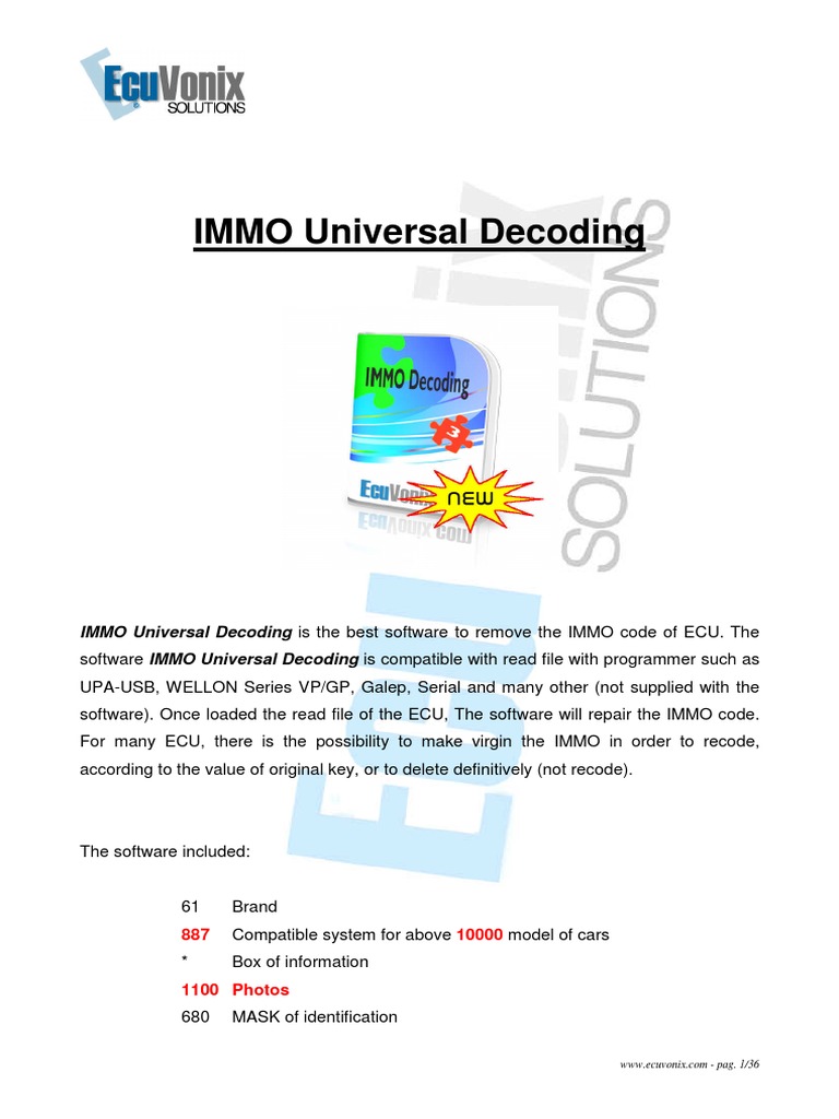 IMMO Universal Decoding 3.0 Manual | PDF | Microcontroller | Automotive ...