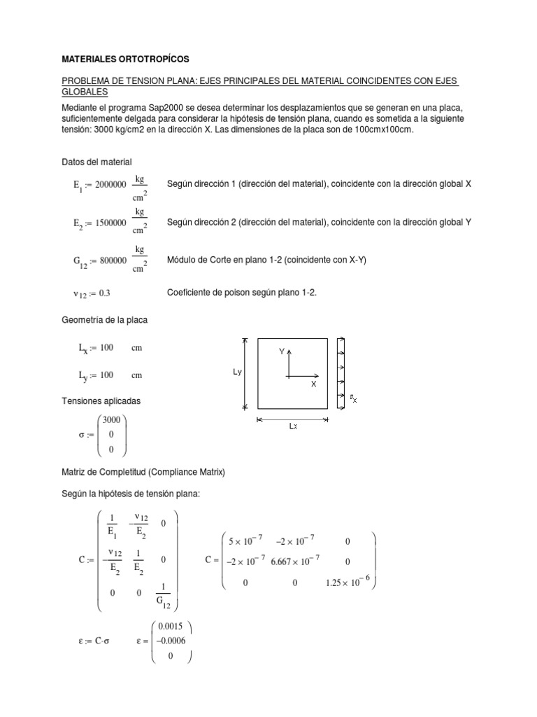 Ortotropia en Sap2000 | PDF | Estrés (Mecánica) | Ciencia de los materiales