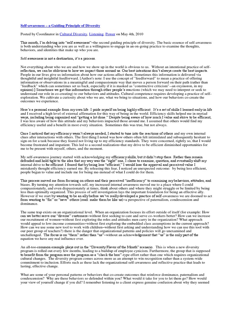 Self-Awareness Notes | Download Free PDF | Self Awareness | Awareness