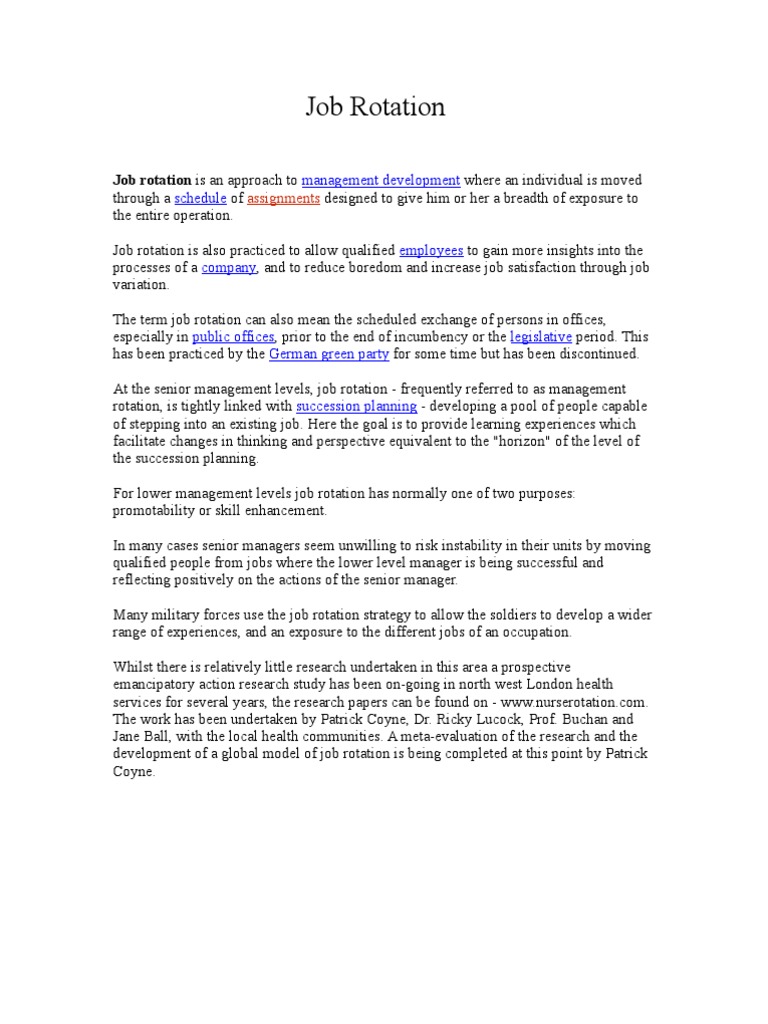 Job Rotation | PDF | Employment | Employee Retention