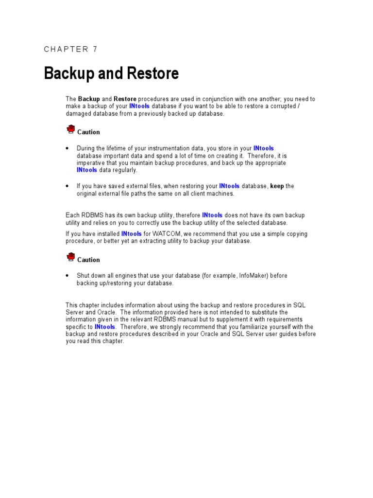 Backup and Restore PDF | PDF | Oracle Database | Backup