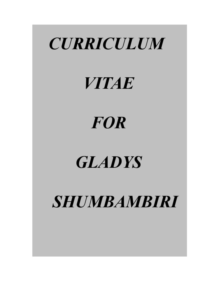 CV For Gladys Shumbambiri As at 08 April 2009 | PDF | Zimbabwe ...