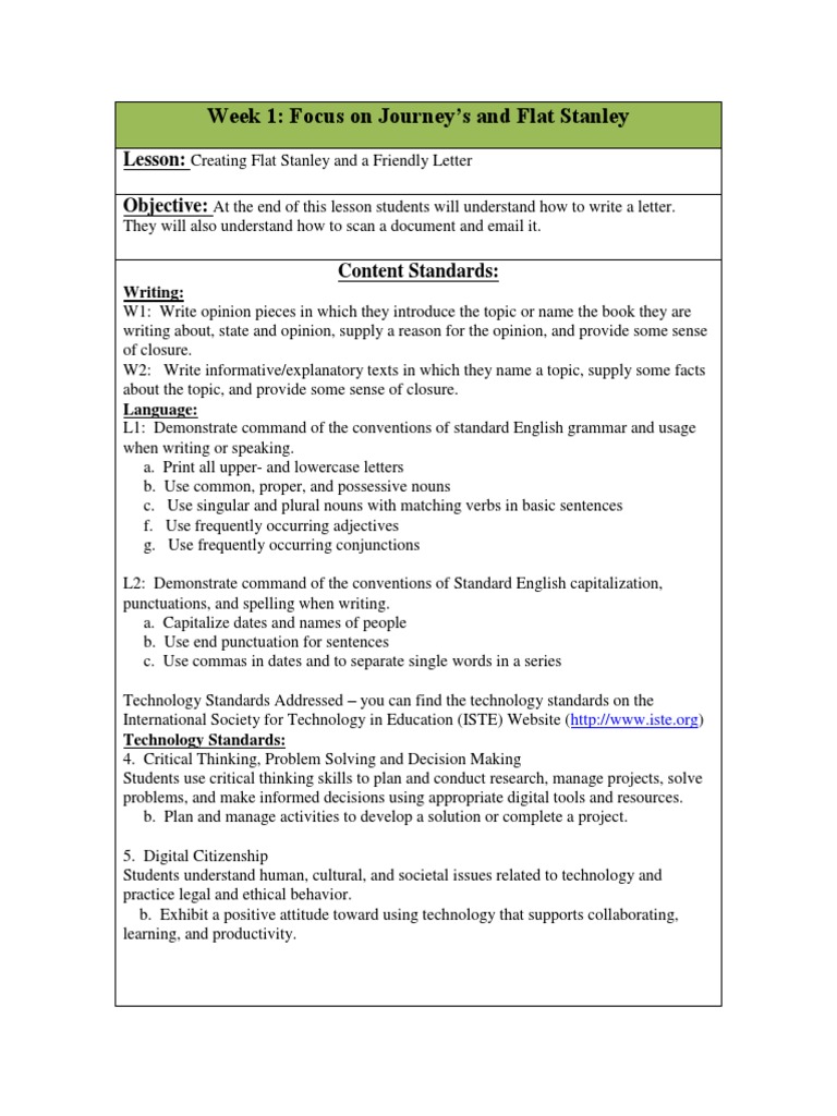 Week 1 Lesson 2 Flat Stanley | PDF | English Grammar | English Language