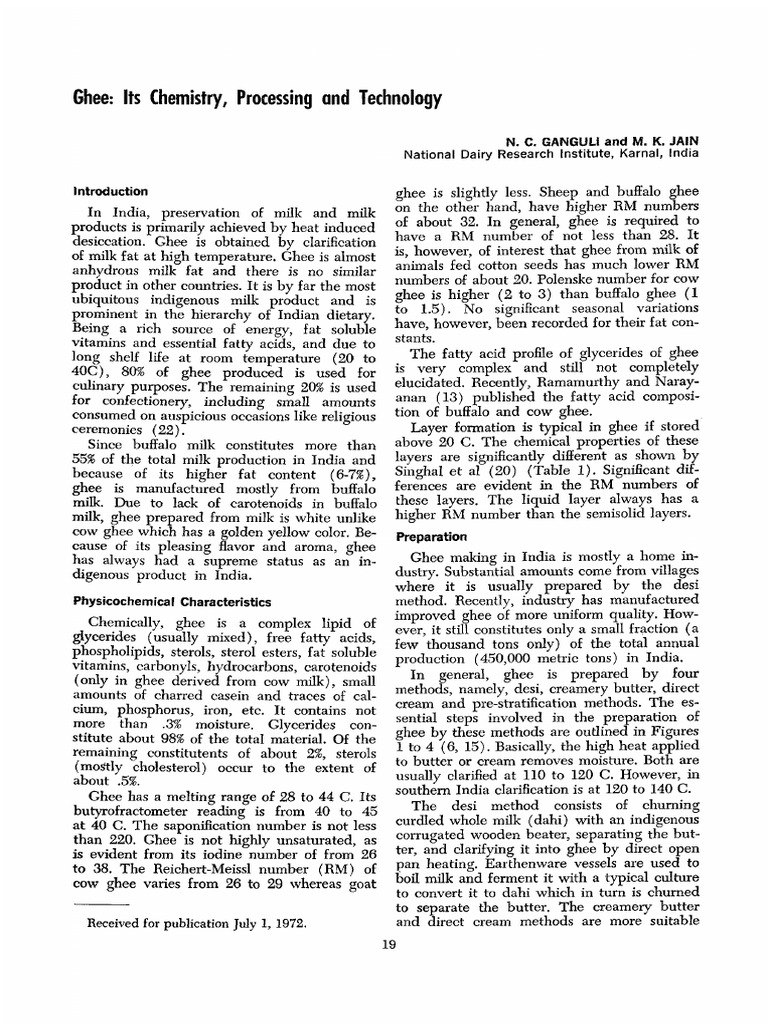Ghee Its Chemistry Processing and Technology PDF | PDF | Butter | Milk