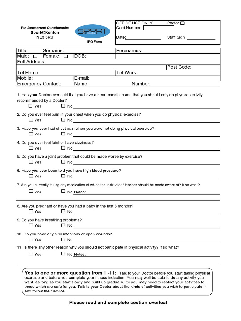PARQ Form.pdf | Race And Ethnicity In The United States Census | Disability