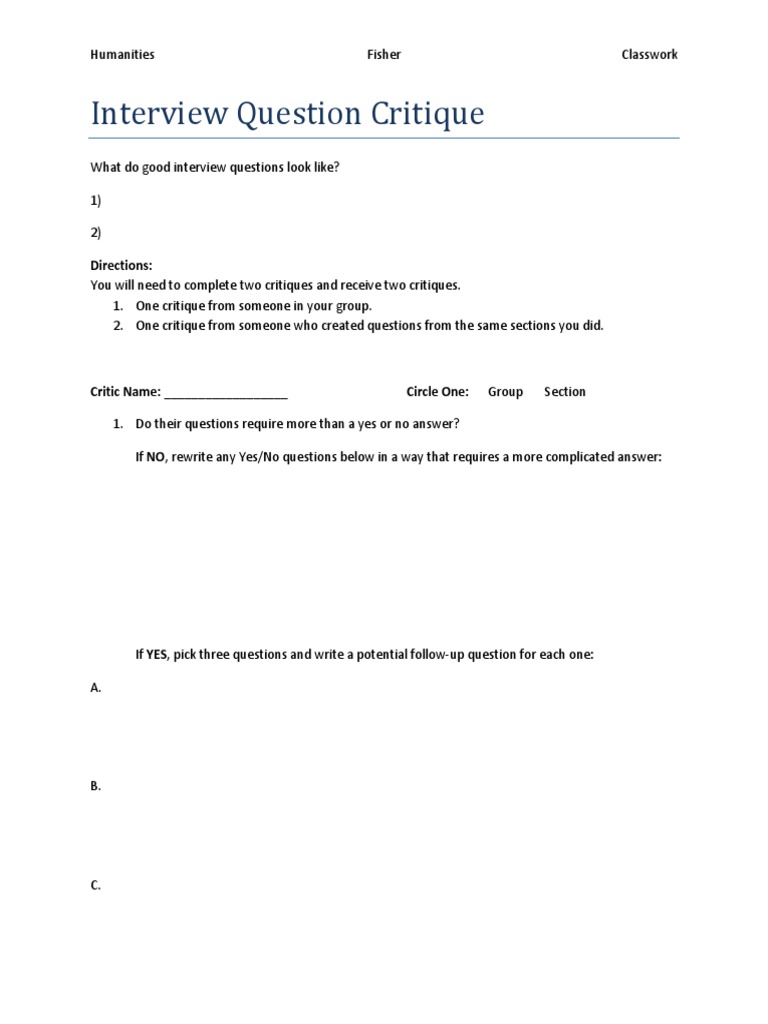 2 4 - Interview Question Critique | PDF | Career & Growth