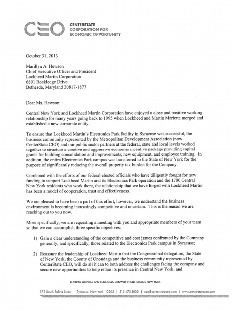 Letter To Lockheed Martin | PDF
