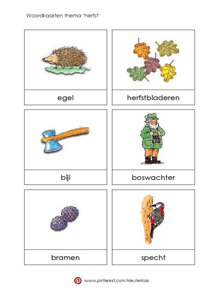 Woordkaarten Thema 'Herfst' (Dagmar Stam) PDF | PDF