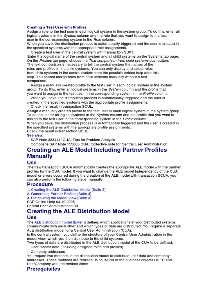 Creating An ALE Model Including Partner Profiles Manually | PDF ...