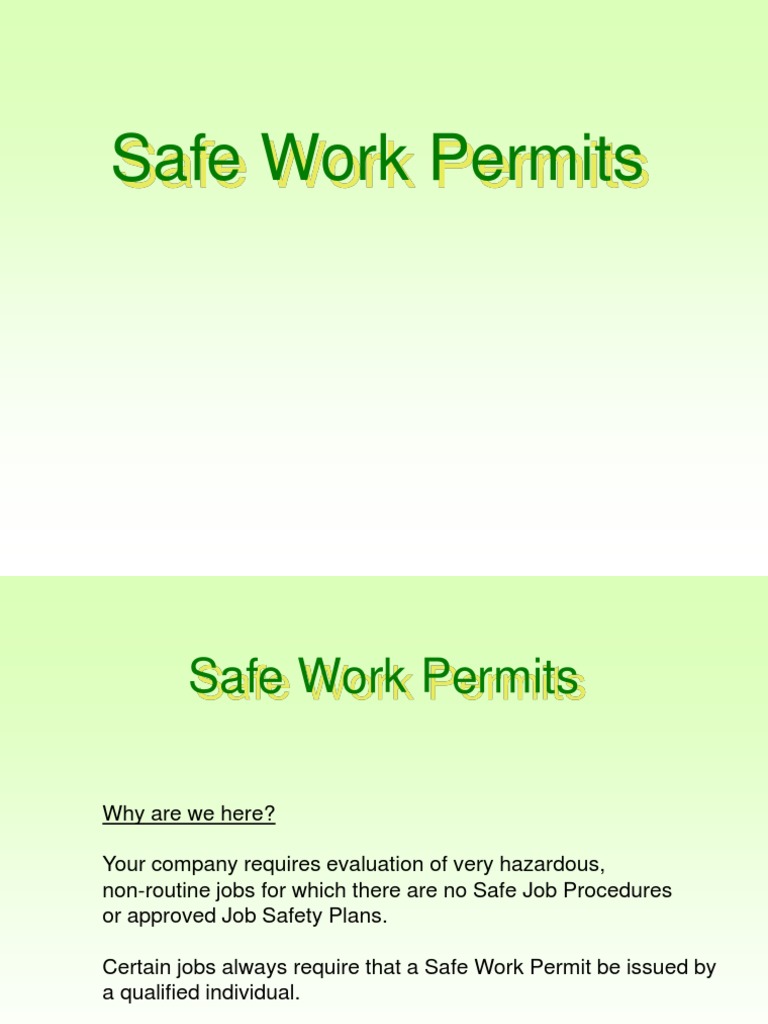 Safe_Work_Permit_1.ppt | Personal Protective Equipment | Oxygen