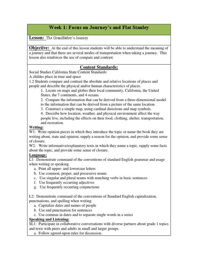 Grandfather's Journey Lesson Plan | PDF | English Language | English ...