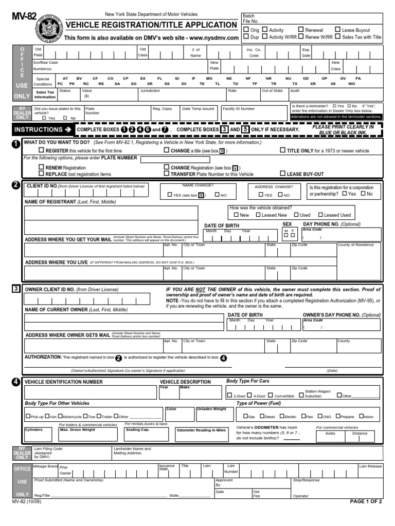 NY Vehicle Registration Form | PDF