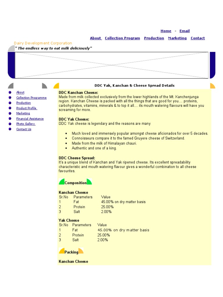 DDC Kanchan and Yak Cheese Overview | PDF | Dairy | Milk