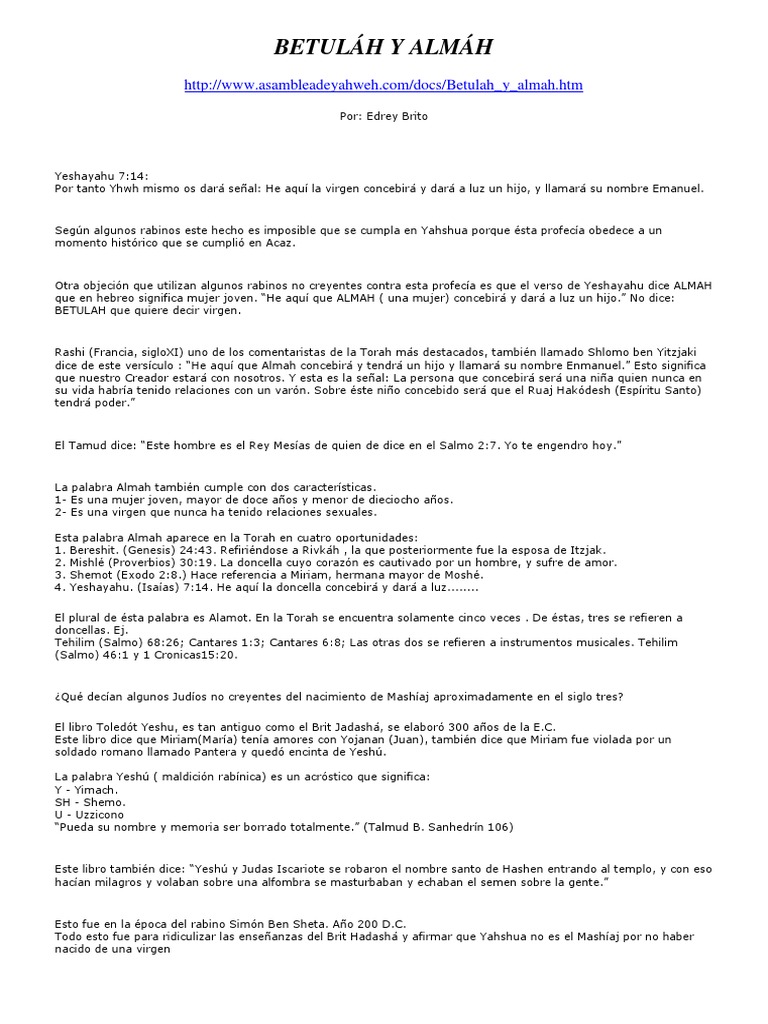 Betuláh y Almáh | PDF | Libro del Génesis | Salmos