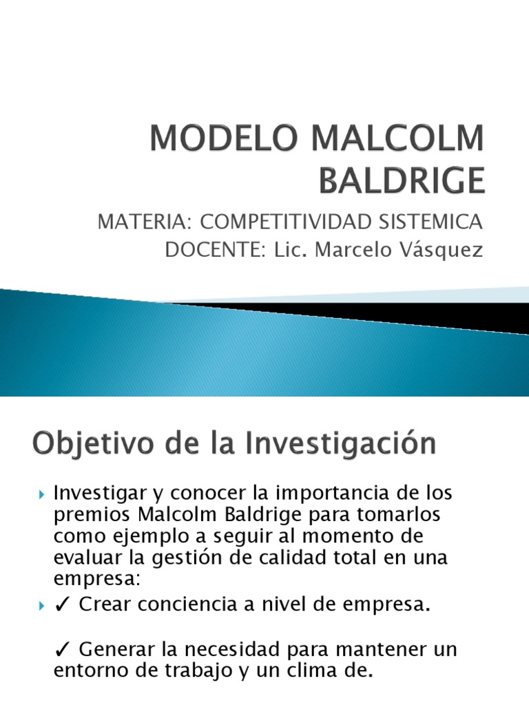 MODELO MALCOLM BALDRIGE Presentación | PDF | Calidad (comercial ...
