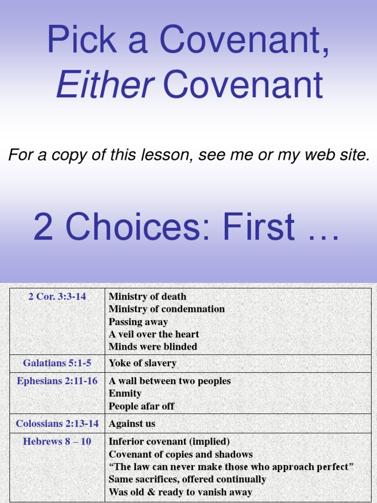 2 Covenants - Pps | PDF | Covenant (Biblical) | Biblical Sabbath
