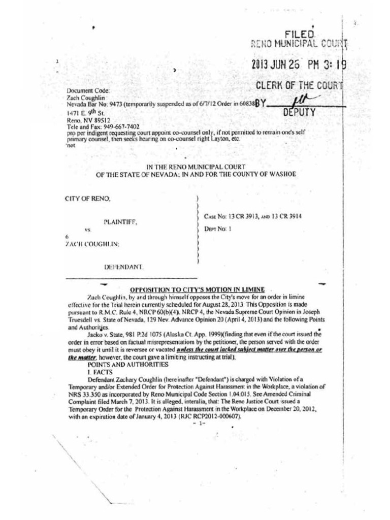 6 26 13 0204 3913 3914 Opposition To Motion in Limine Final PDF | PDF | Service Of Process ...