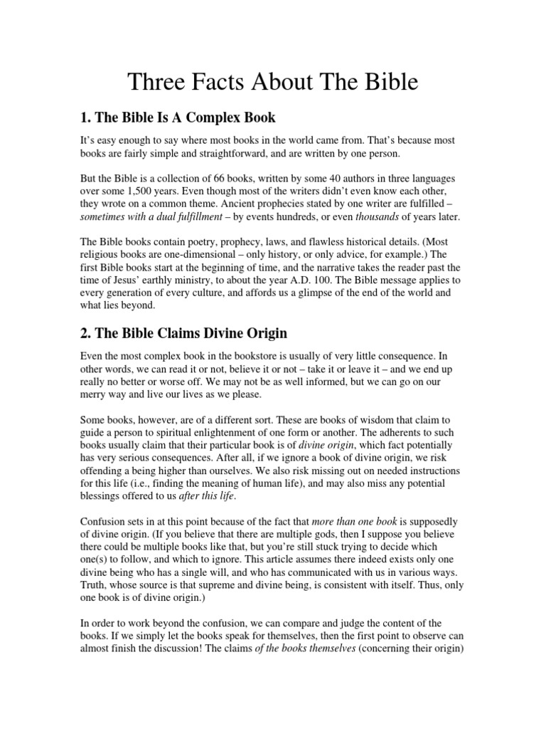 Three Facts About The Bible | PDF | Divinity | Bible