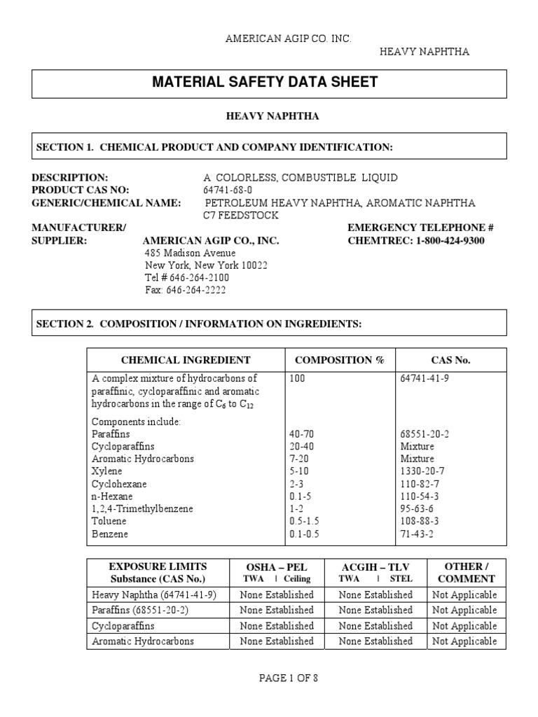 Heavy Naphtha | Personal Protective Equipment | Chemistry