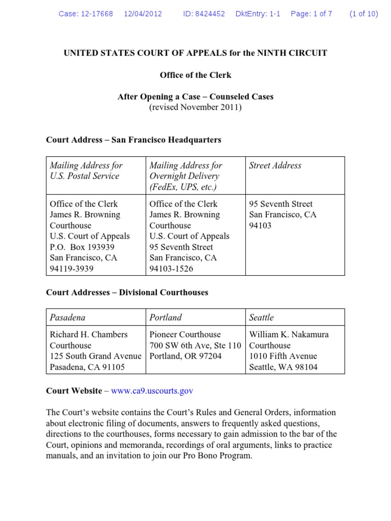 United States Court of Appeals For The Ninth Circuit Office of The ...