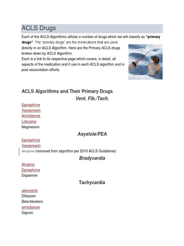 ACLS Drugs.docx | Cardiopulmonary Resuscitation | Cardiovascular System