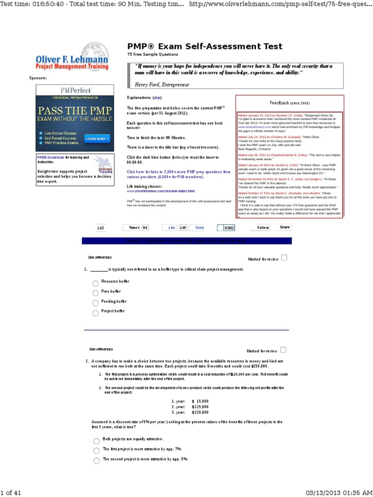 PM Test | PDF | Standard Deviation | Project Management