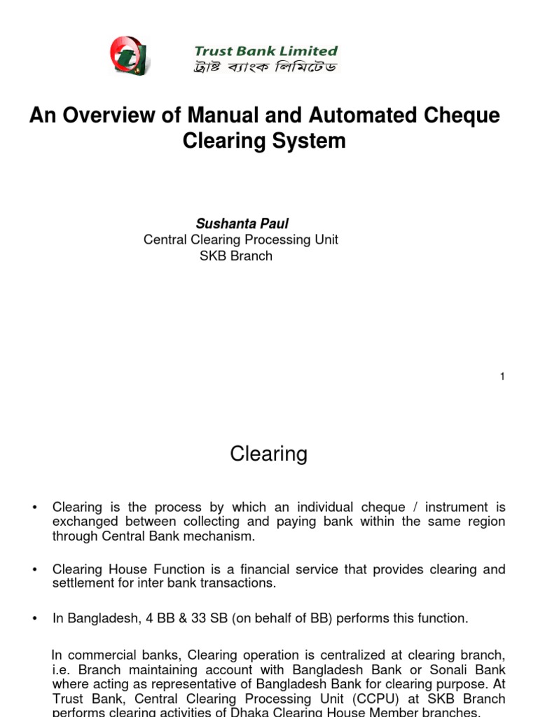 Bank Cheque Clearing Guide | PDF | Clearing (Finance) | Cheque