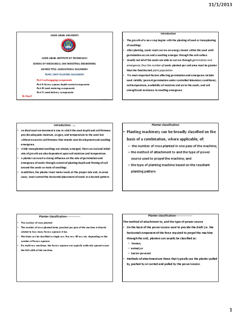 Part I Soil Engaging Components PDF | Download Free PDF | Plough | Sowing