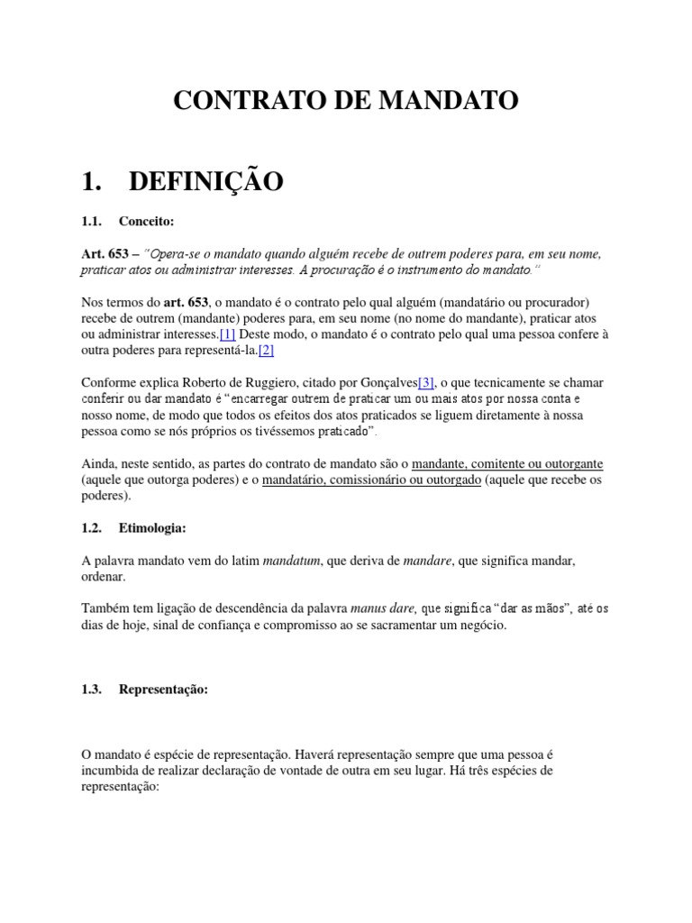 Contrato de Mandato | PDF | Procuração | Lei das Obrigações