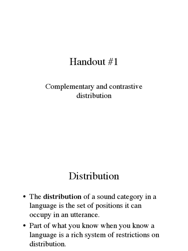 Complementary and Contrastive Distribution PDF | PDF | Phoneme | Phonology