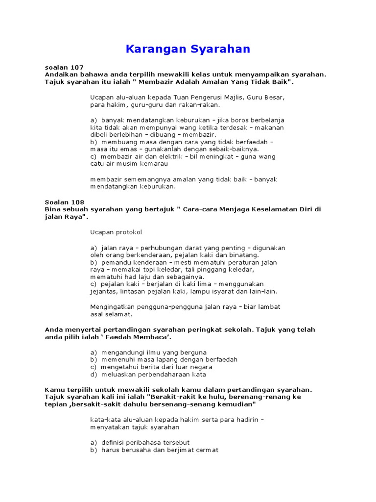 Karangan Syarahan | PDF