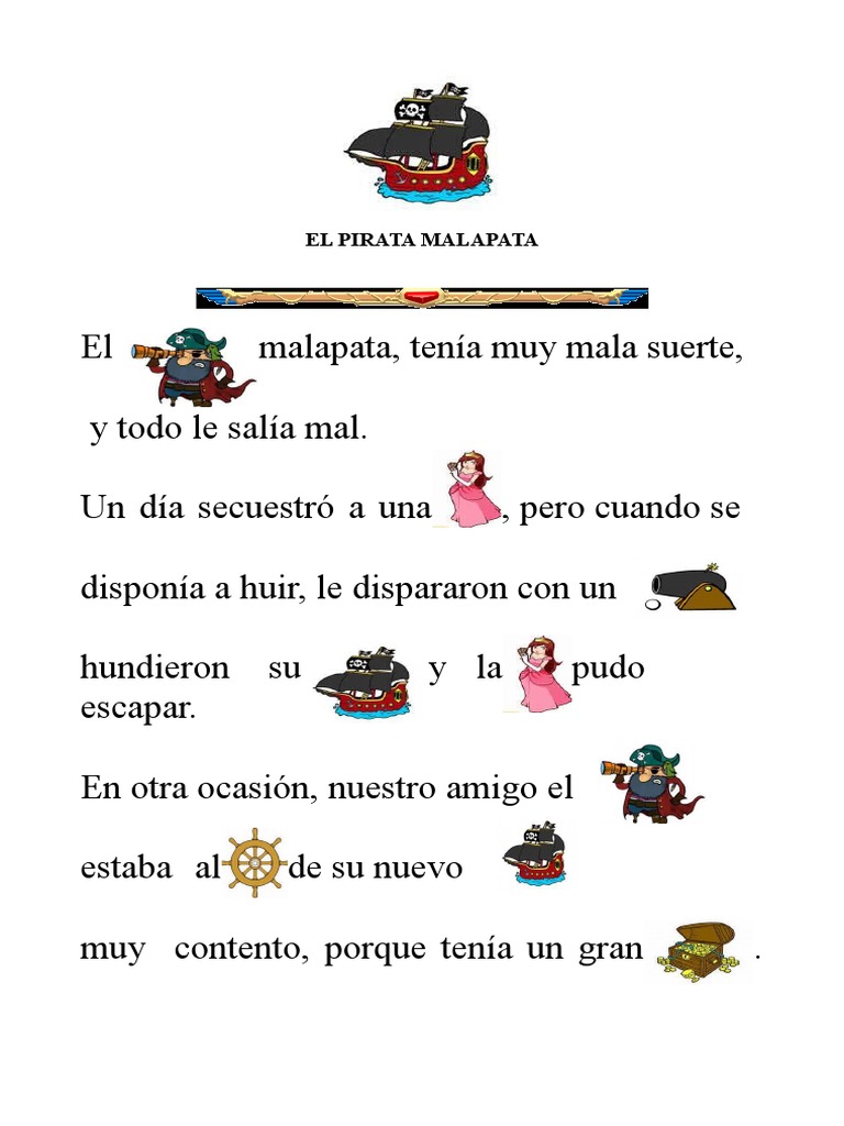 El Pirata Malapata: Cuento Corto Infantil | PDF | Arte | Poesía