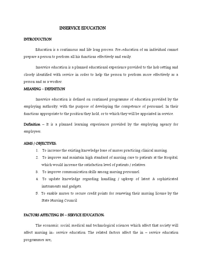Inservice Education | PDF | Nursing | Competence (Human Resources)