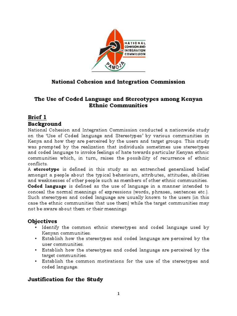 Coded Language - NCIC PDF | PDF | Stereotypes | Kenya