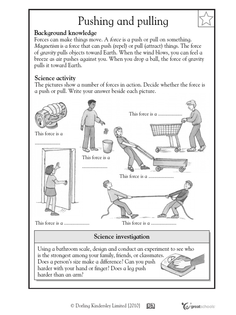 Push Pull Worksheet PDF | PDF | Friction | Force