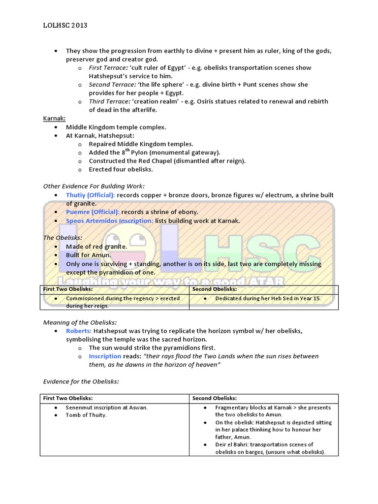 Ancient History: Hatshepsut Notes | PDF | Hatshepsut | Ancient Egypt