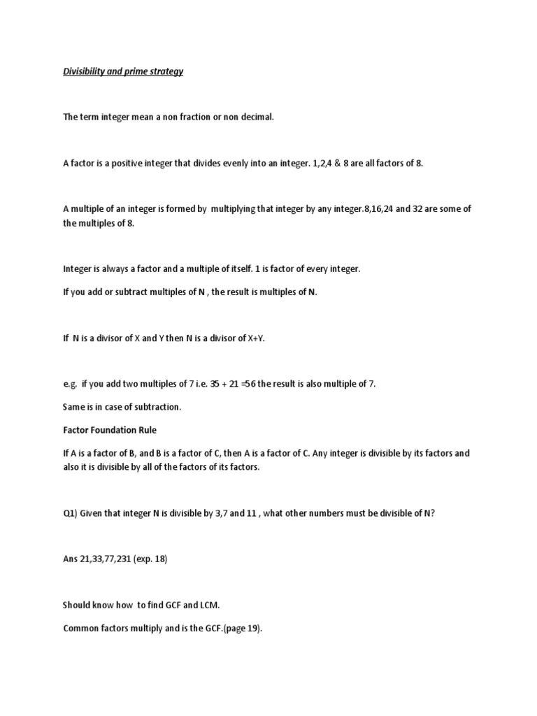 Divisibility Rules and Prime Factors | PDF