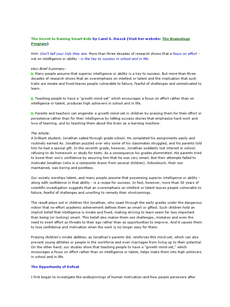 Growth Mindset for Smart Kids | PDF | Mindset | Self Esteem