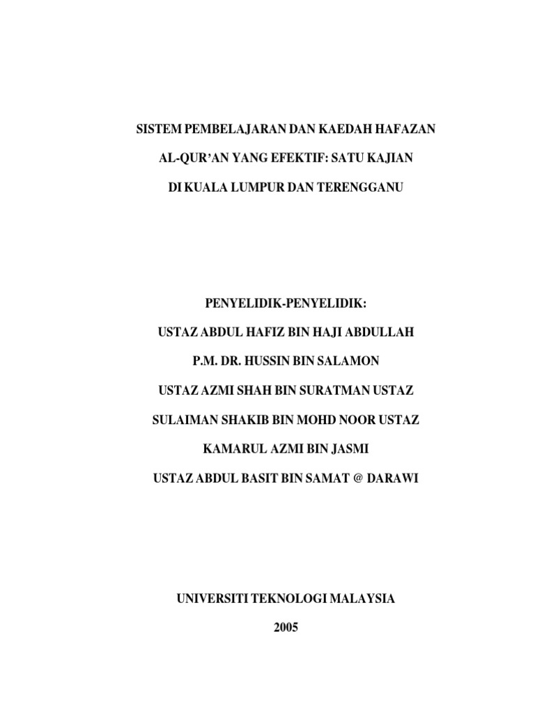 Kaedah Hafazan Tradisional Dan Moden | PDF
