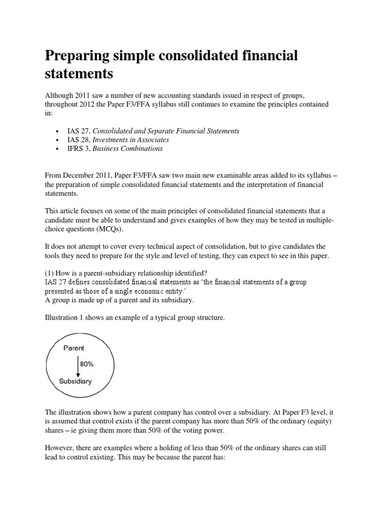 Preparing Simple Consolidated Financial Statements | PDF | Goodwill ...