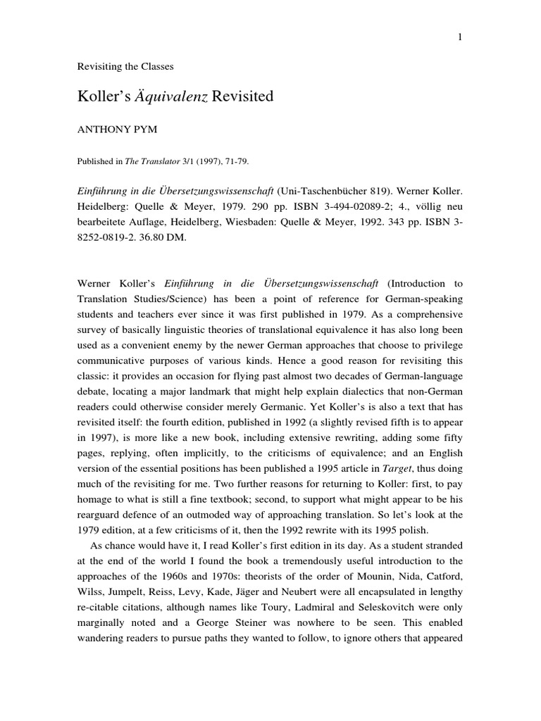 1997 Koller | PDF | Translations | Theory